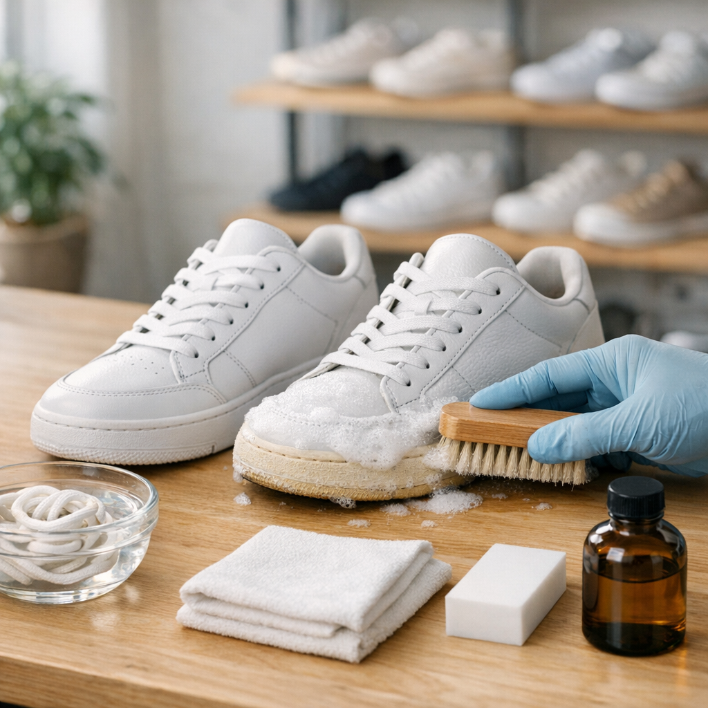 Clean white sneakers: back to bright white fast